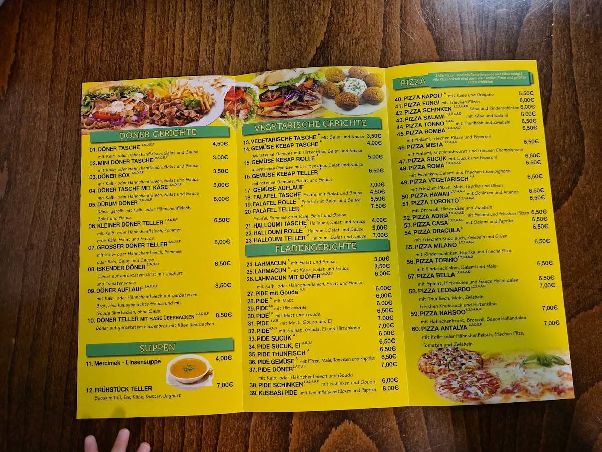 Menu at Antalya döner kebap restaurant, Stadthagen