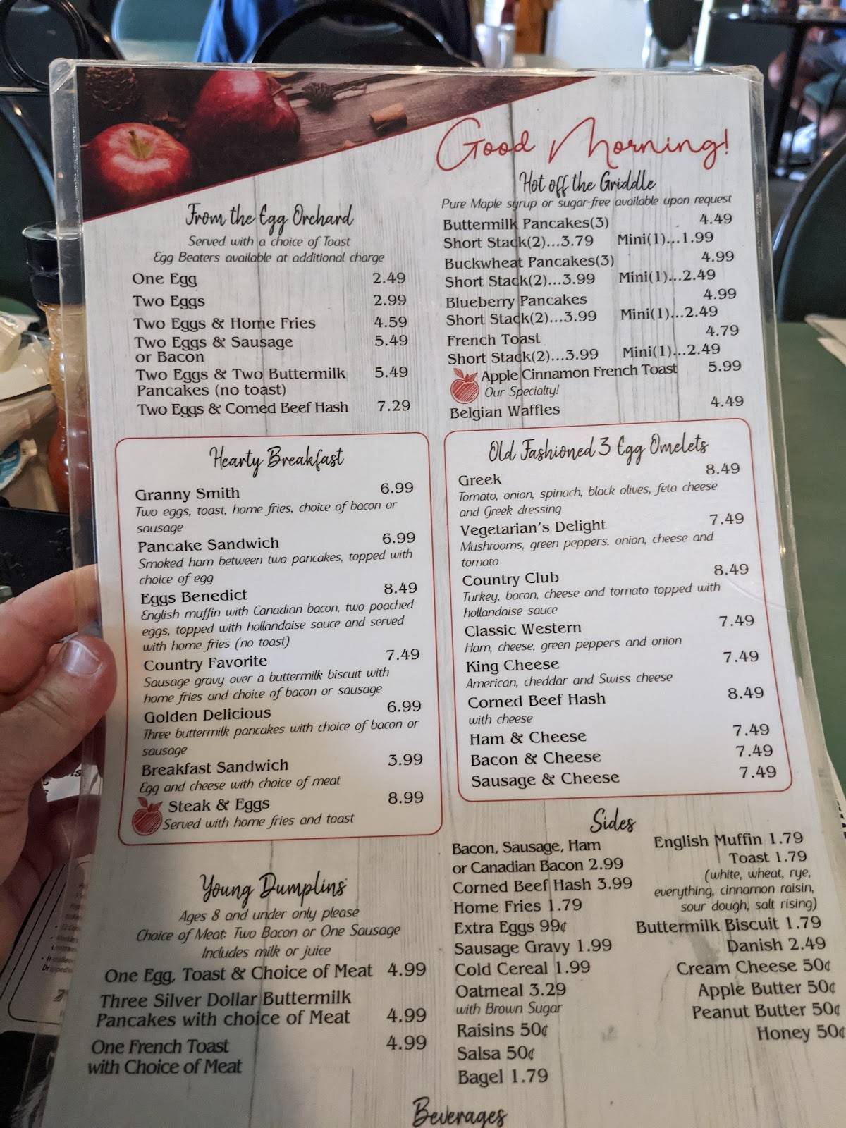 Menu at Apple Dumplin restaurant, Springville