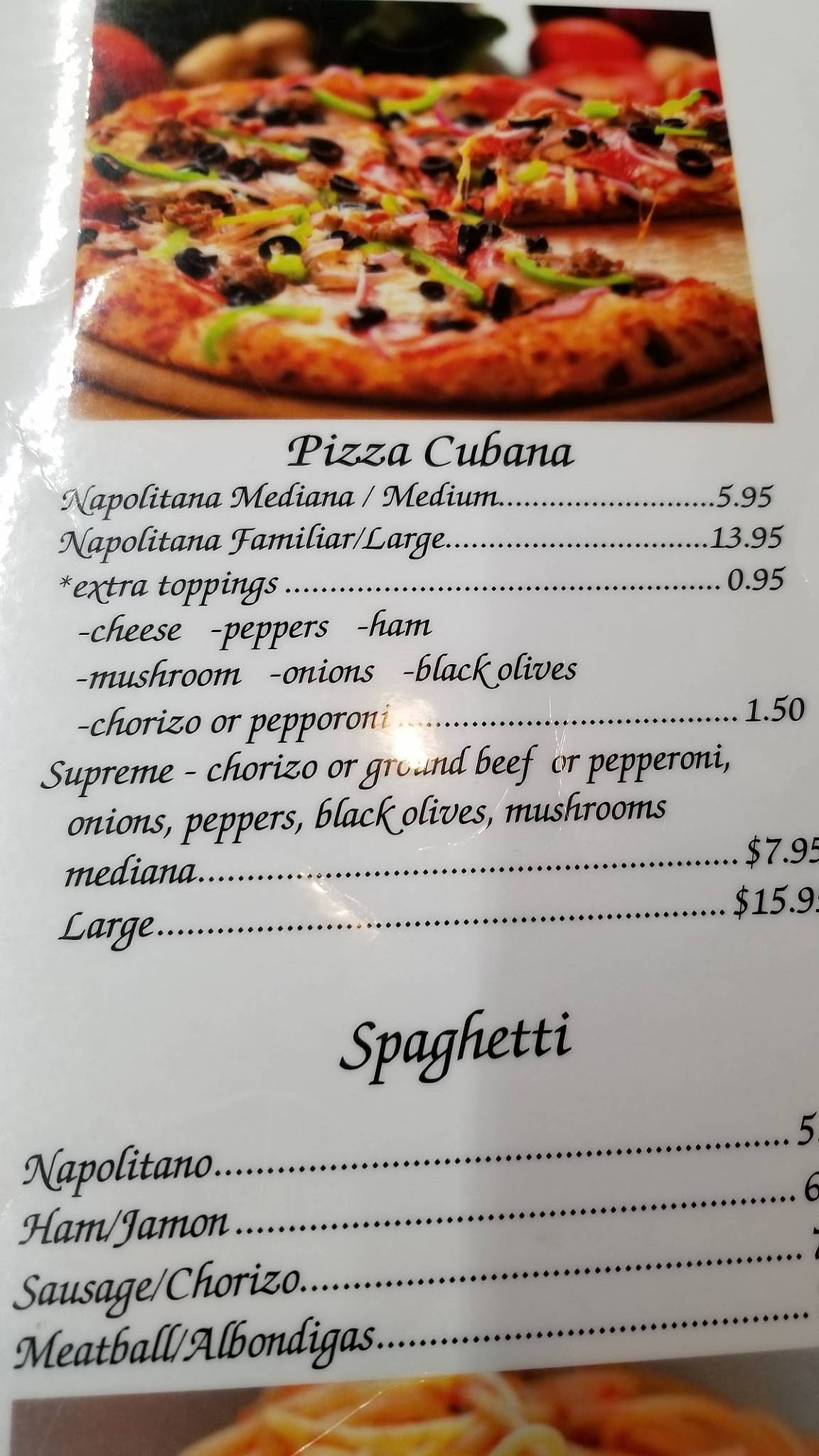 Menu at Arco Iris Cafe, Tampa, N Habana Ave