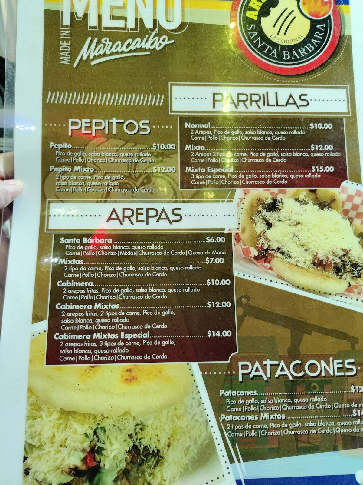 Carta de Arepas Santa Bárbara la Original, Orlando
