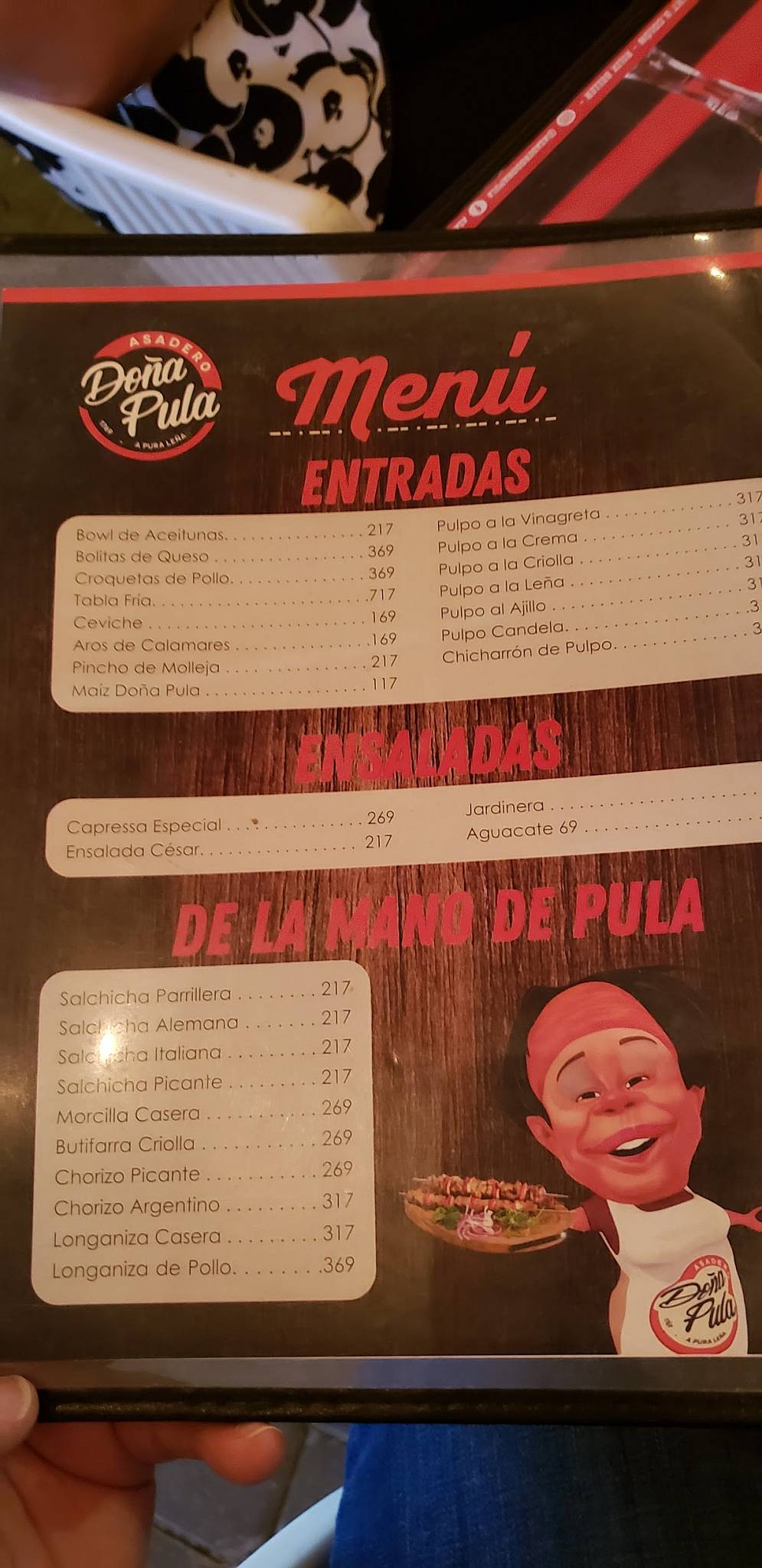 Menu at Asadero Doña Pula restaurant, Santiago De Los Caballeros, F862+FH2