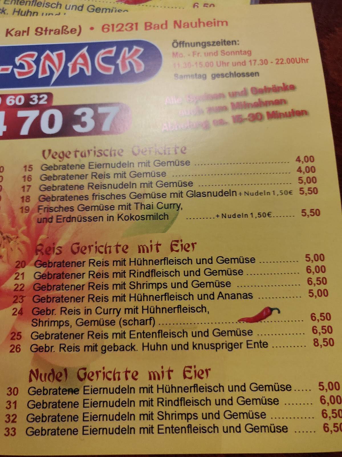 Speisekarte von Asia Snack fast Food, Bad Nauheim