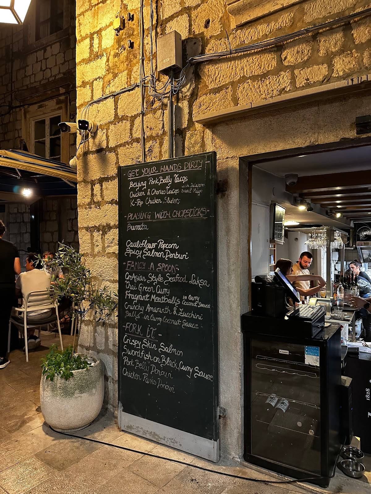 Menu at Azur restaurant, Dubrovnik