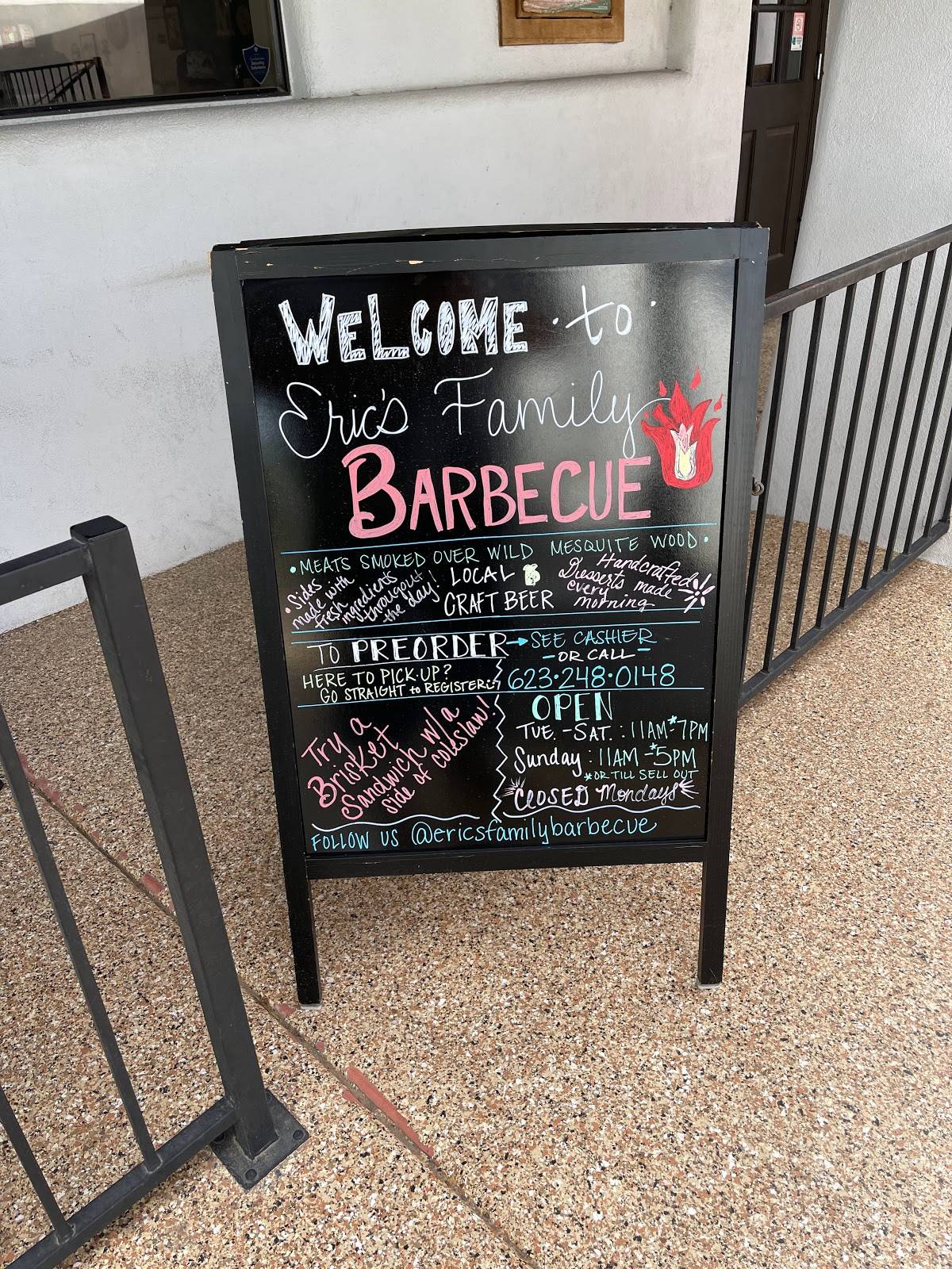 Menu at Eric's Family Barbecue, Avondale