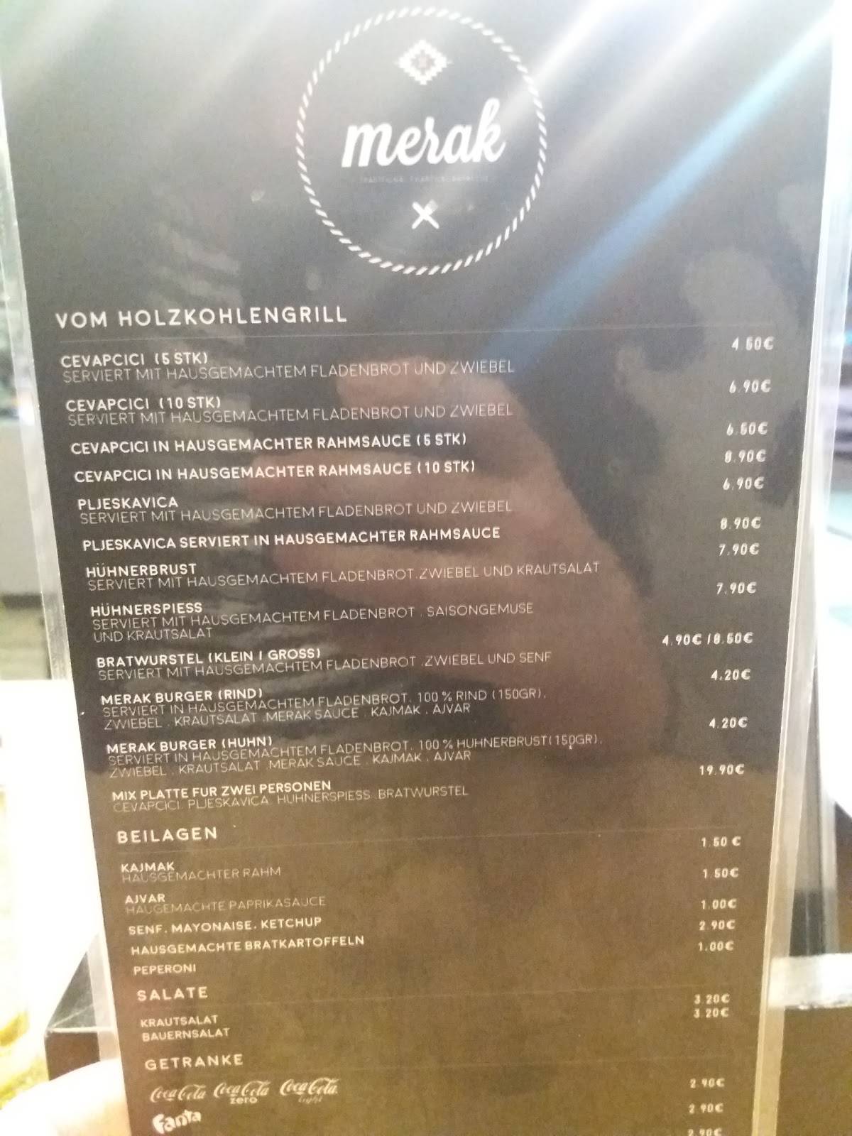 Speisekarte von Merak BBQ, Wien