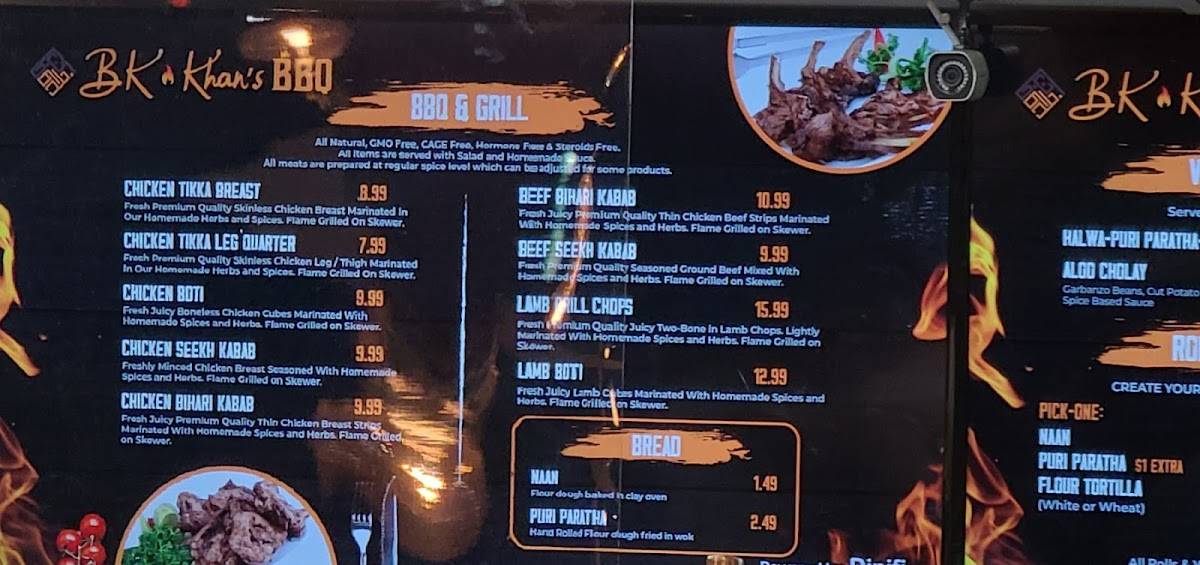 Menu at BK Khan BBQ, Farmers Branch