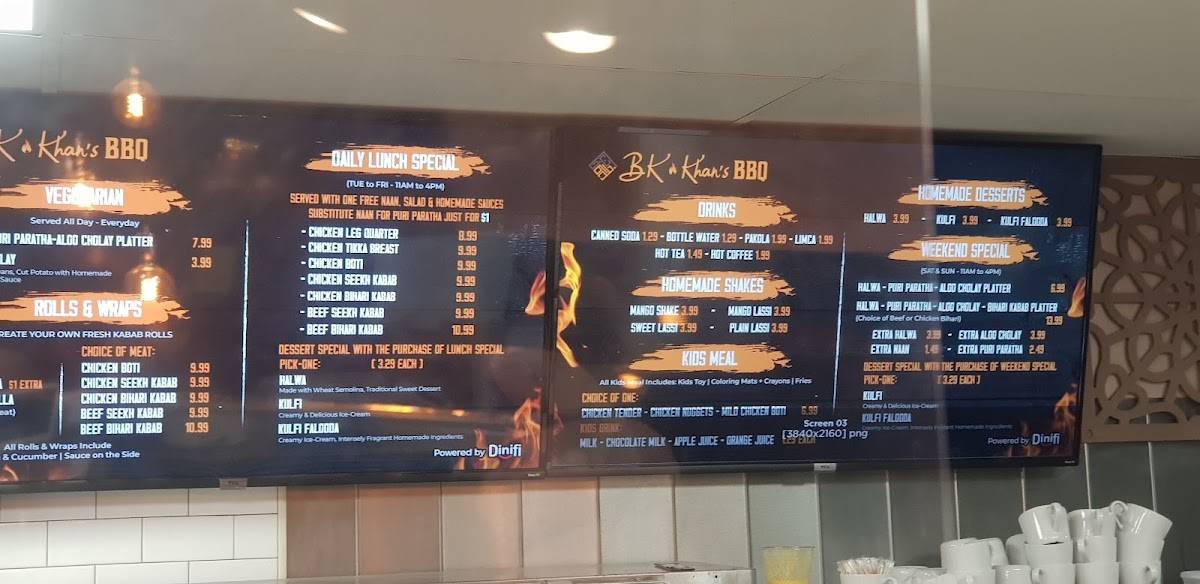 Menu at BK Khan BBQ, Farmers Branch