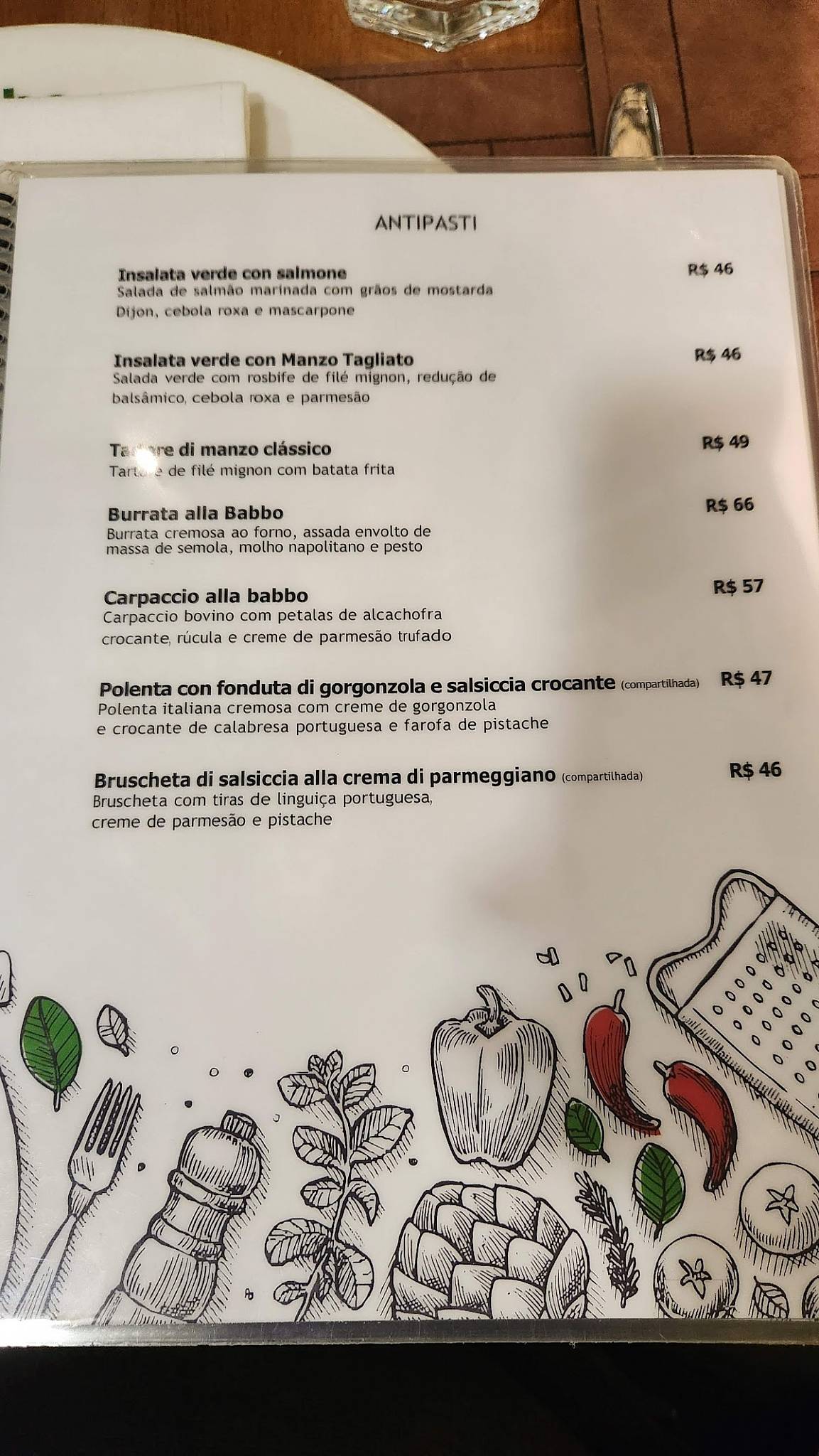 Menu em Babbo Osteria: Risoto, Massa, Drinks, Vinhos, Sobremesa ...