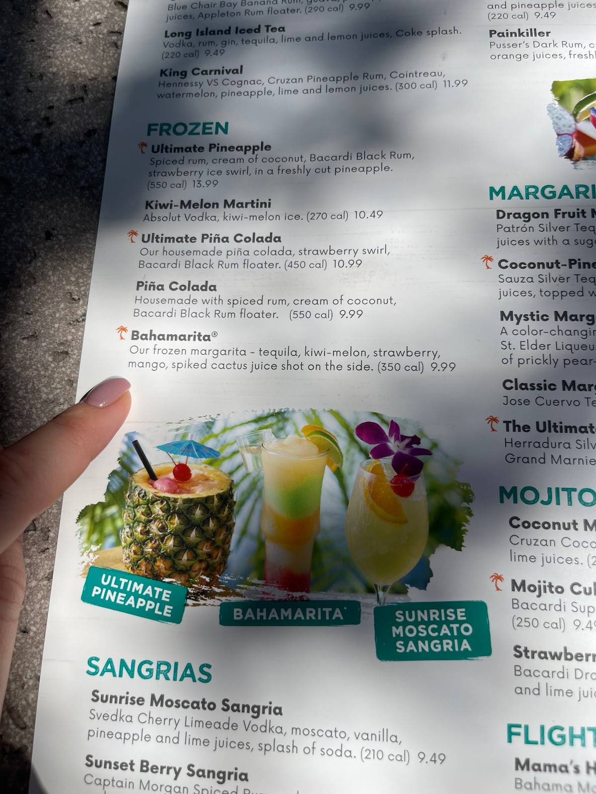 Menu at Bahama Breeze pub & bar, Schaumburg