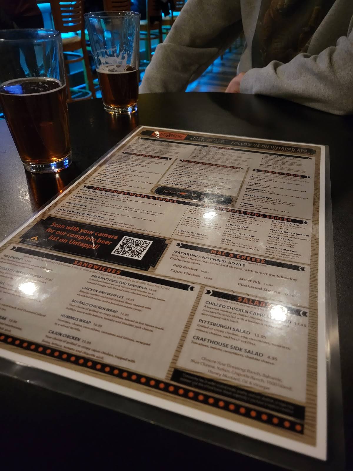 Menu at The Crafthouse Stage & Grill pub & bar, Pittsburgh