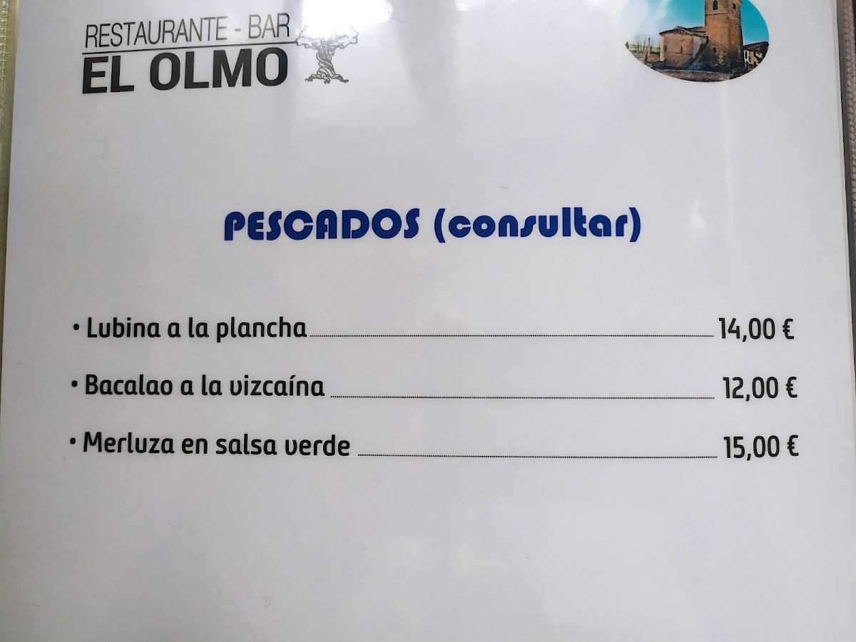 Carta de Bar Restaurante El Olmo, Barbolla