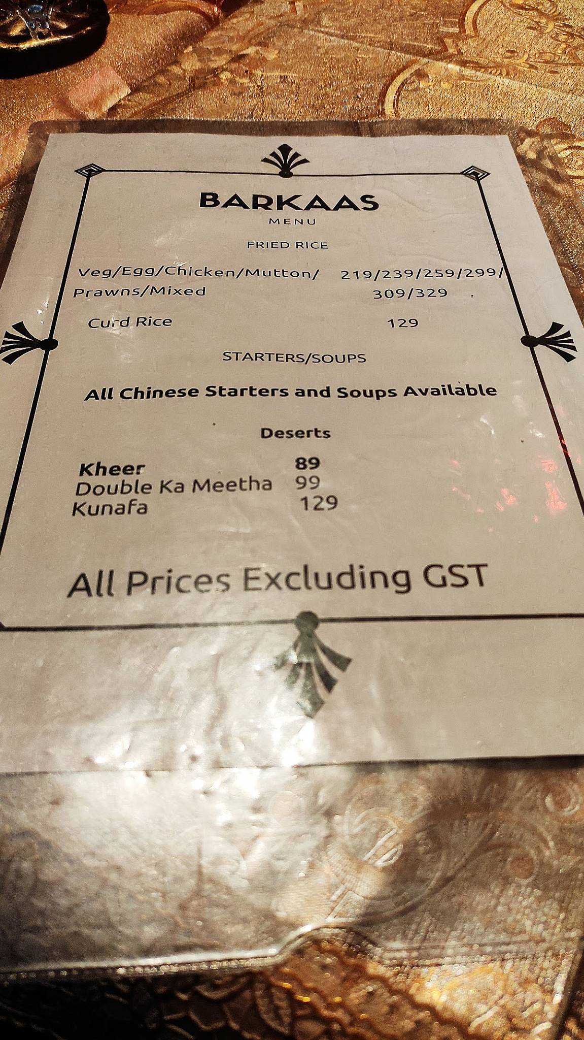 Menu at Barkas Arabian Kitchens, Rajahmundry, Near