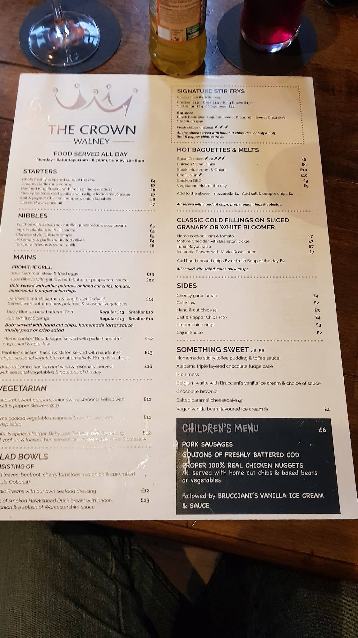 Menu at The Crown pub & bar, Barrow-in-Furness
