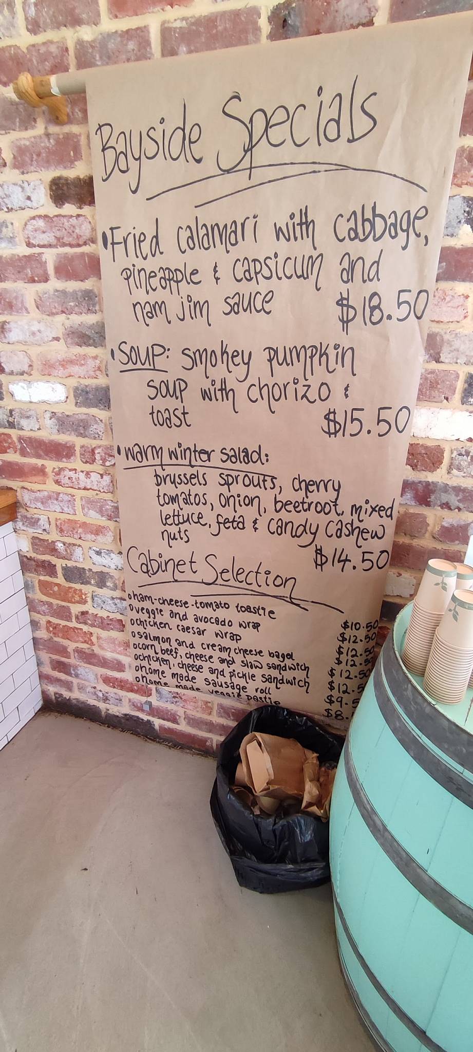 Menu at Bayside Kitchen cafe, Crawley