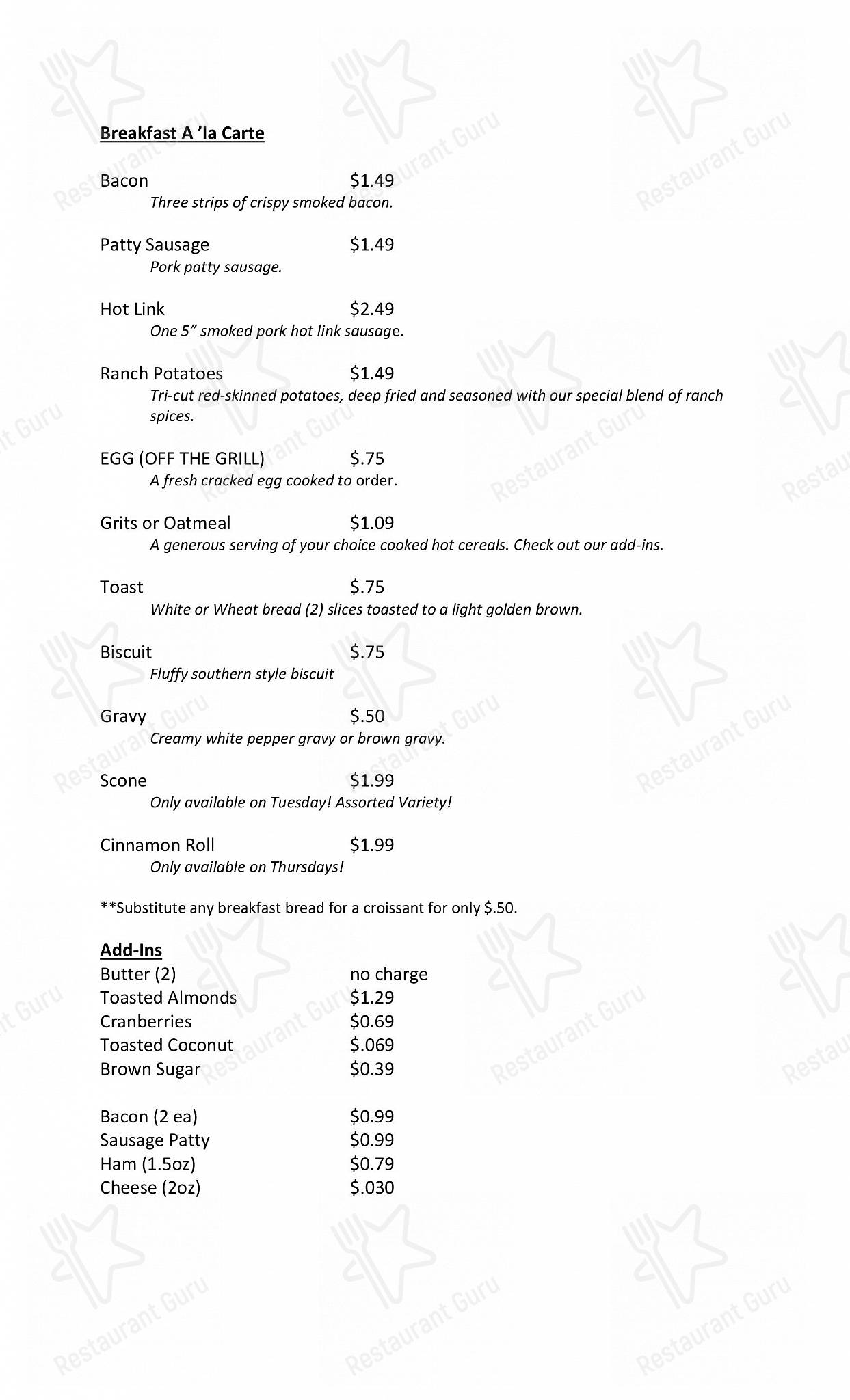 Menu at Beauregard Health System Cafeteria, DeRidder