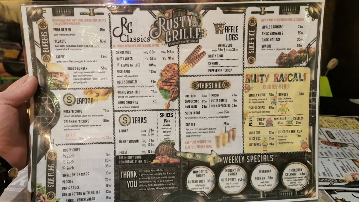 Menu at Rusty Grille restaurant, Bela-Bela