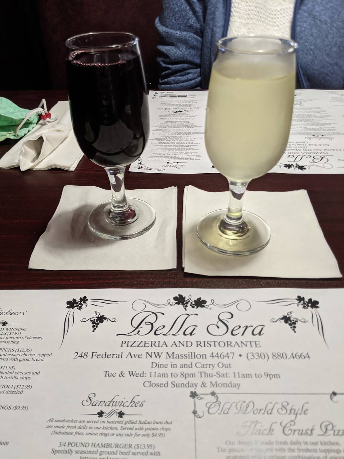 Menu at Bella Sera Pizzeria and Ristorante, Massillon