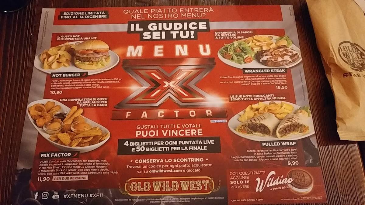 Menu au Old Wild West pub et bar, Rimini