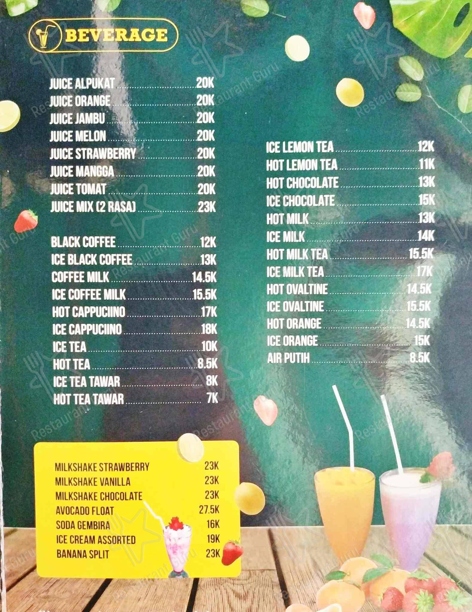 Menu at Berlian Billiard dan resto cafe, Jakarta