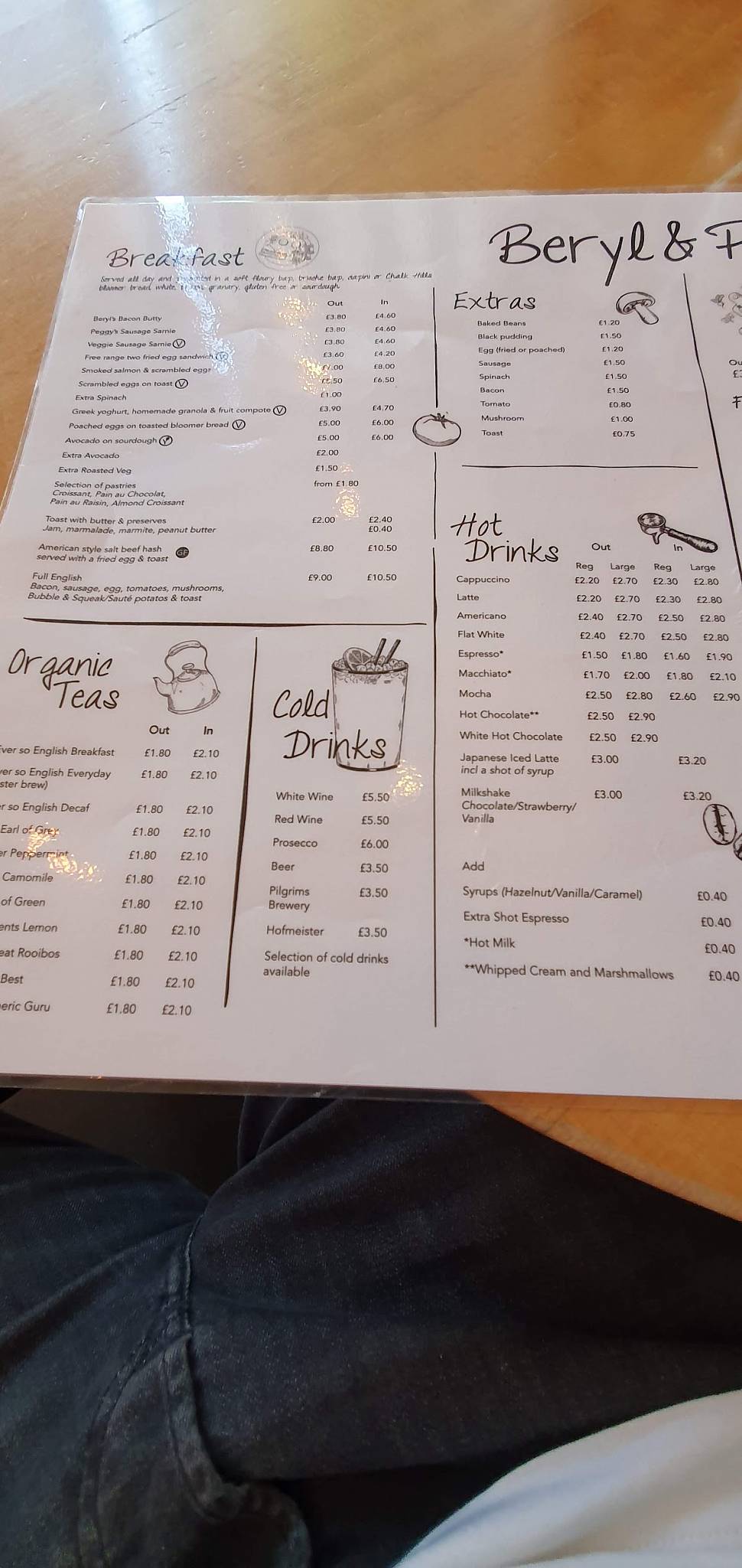 Menu at Beryl & Pegs Coffee, Tea & Sandwich Bar, Reigate