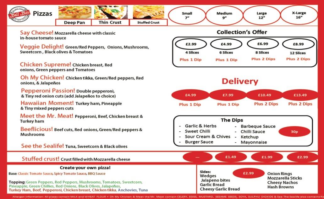 Menu at Big Bites Fast Food, Sidcup, 80 St James Way