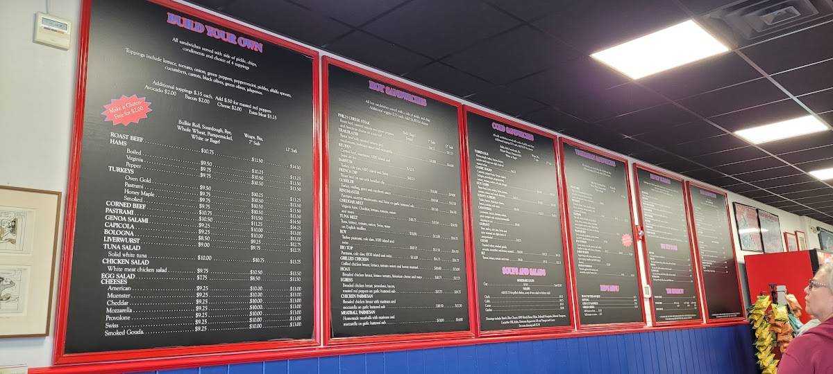 Menu at Big Top Delicatessen restaurant, Brunswick