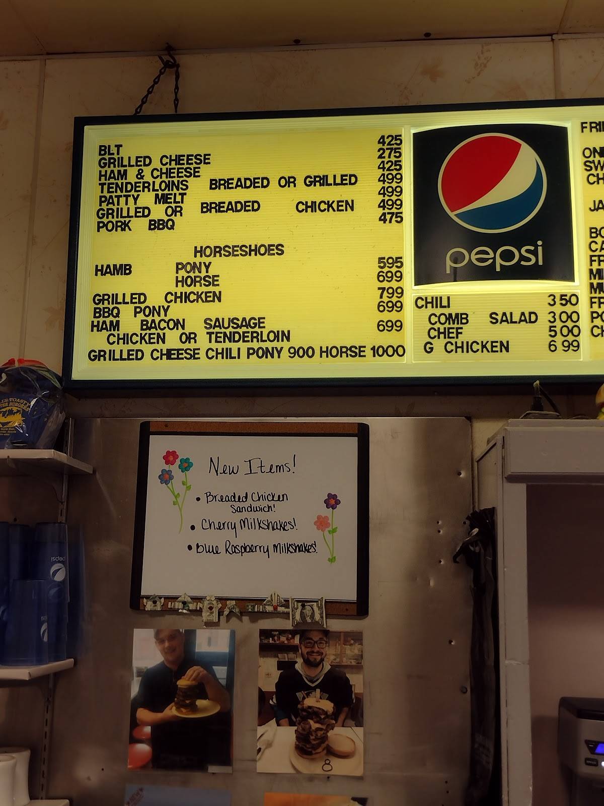 Menu at Bill's Toasty Shop restaurant, Taylorville