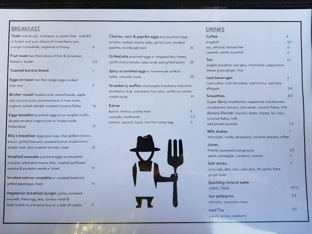 Menu at Billy's Kitchen Knox Ozone restaurant, Wantirna South