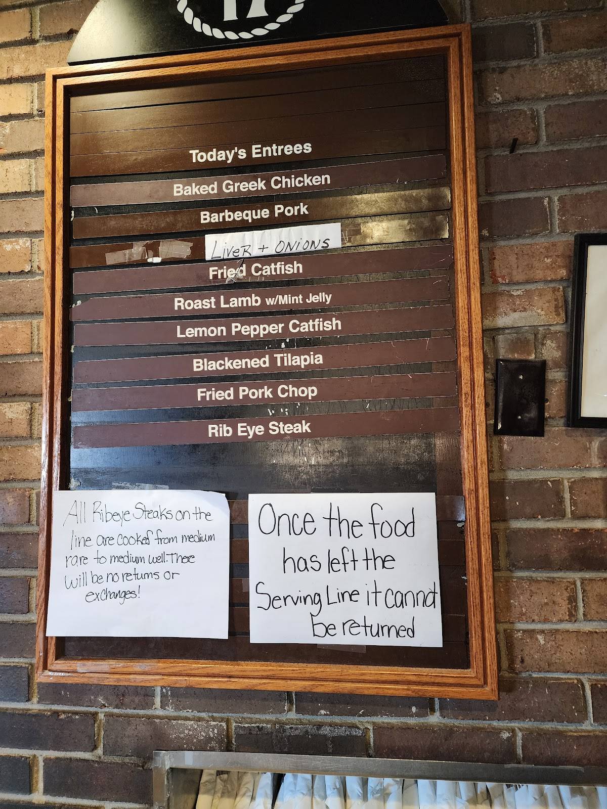 Menu at Niki's West steakhouse, Birmingham