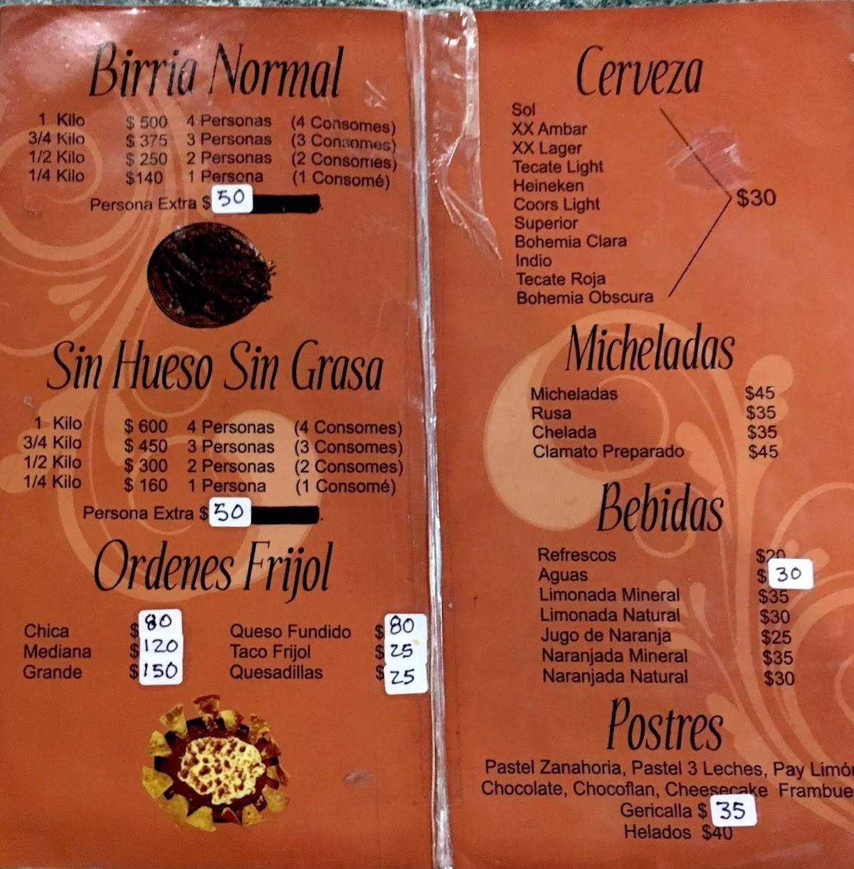 Carta del restaurante Birriería El Chololo, San Pedro Tlaquepaque ...