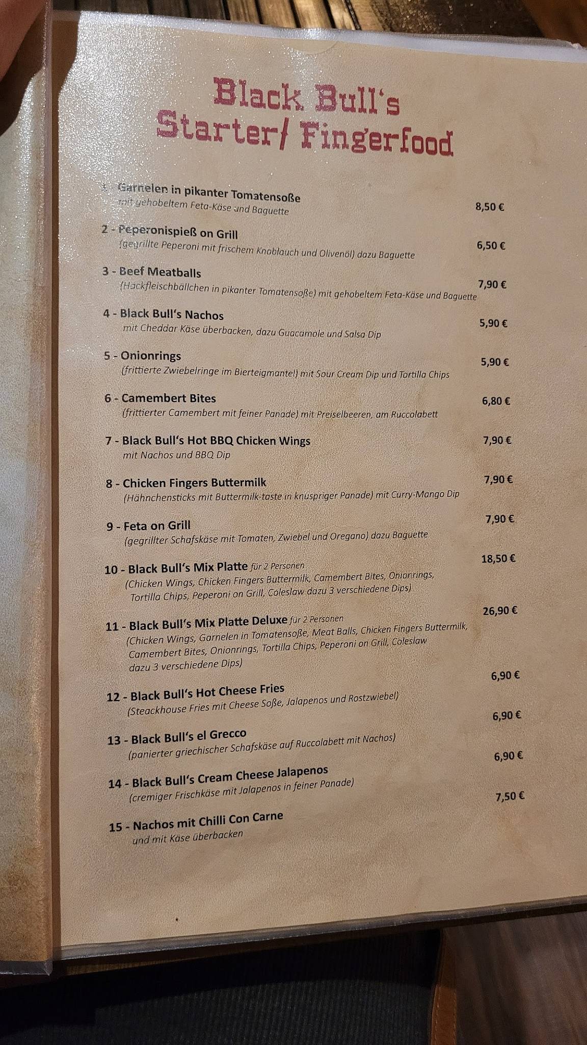 Menu at Black Bull Michelstadt restaurant, Michelstadt