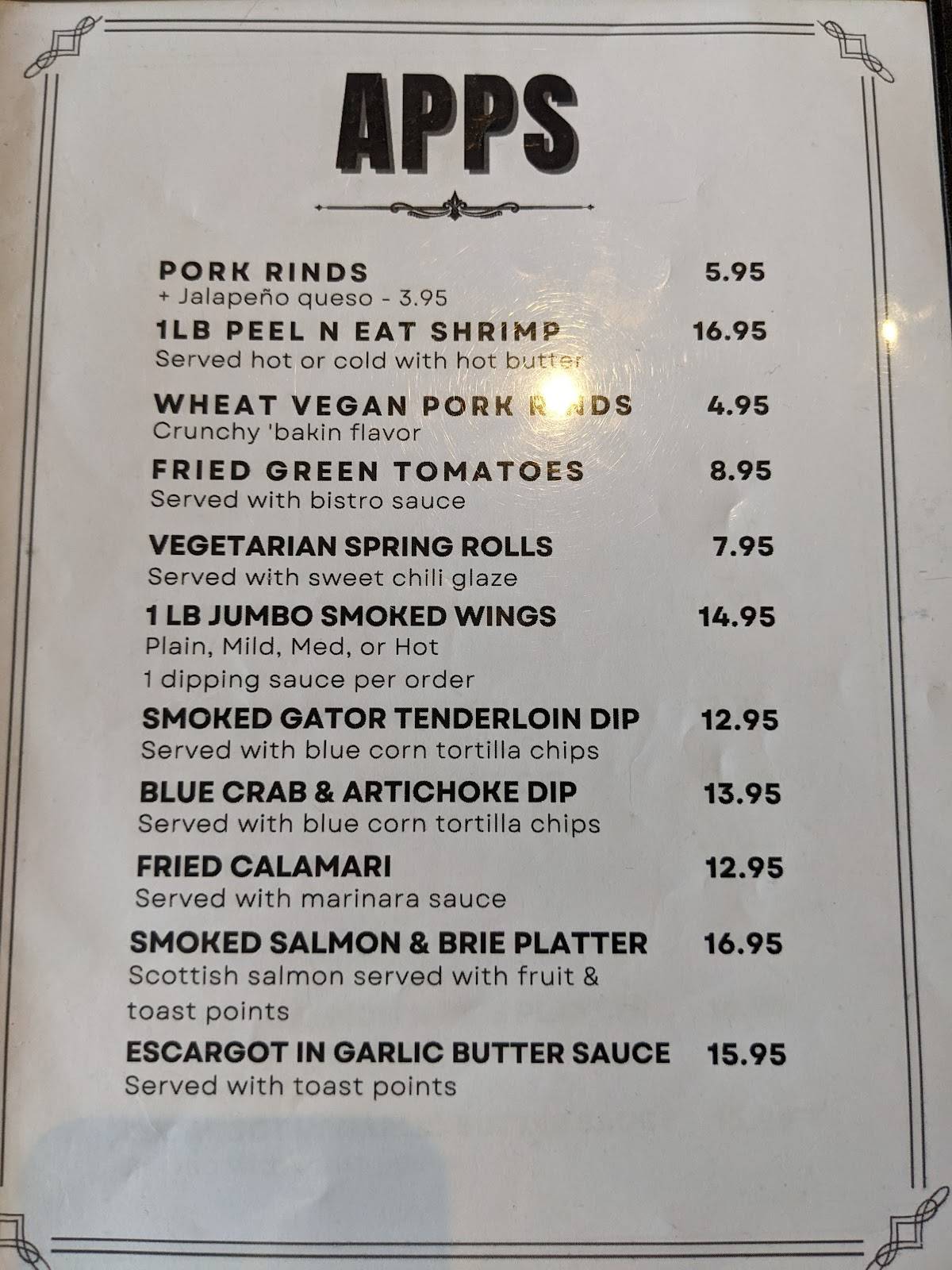 Menu at Blue Water Bay restaurant, Melrose