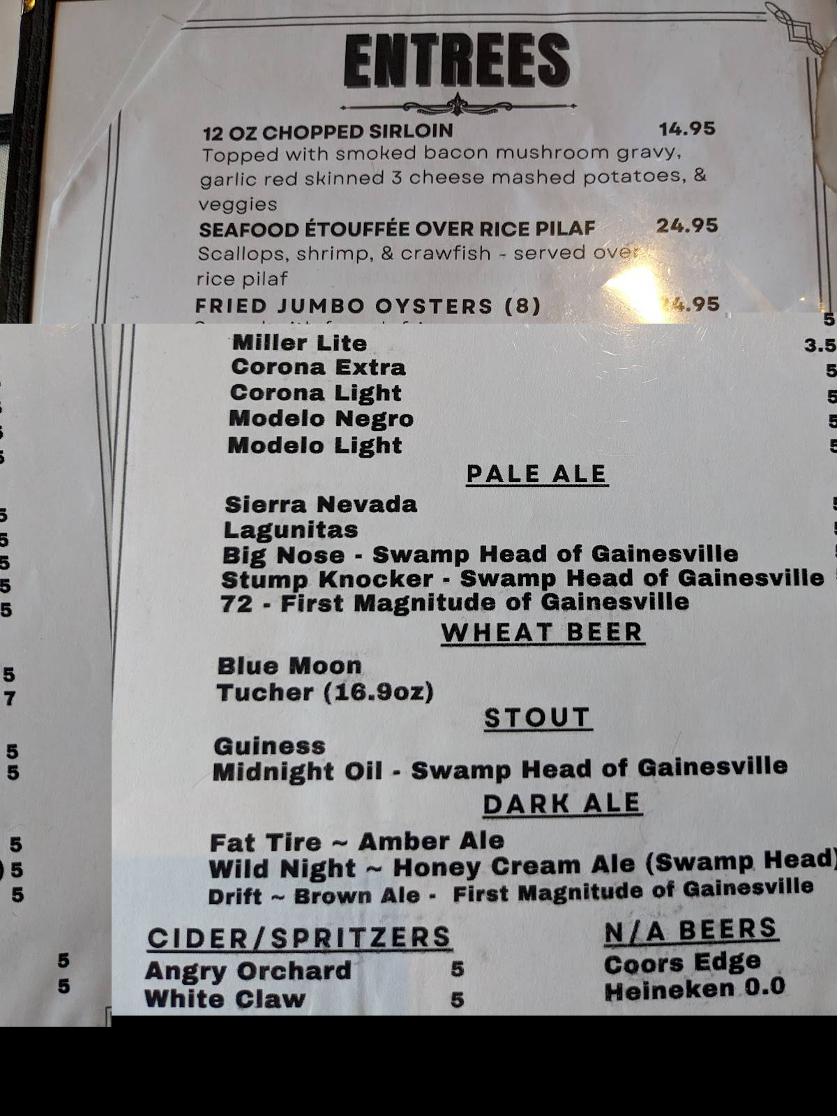 Menu at Blue Water Bay restaurant, Melrose