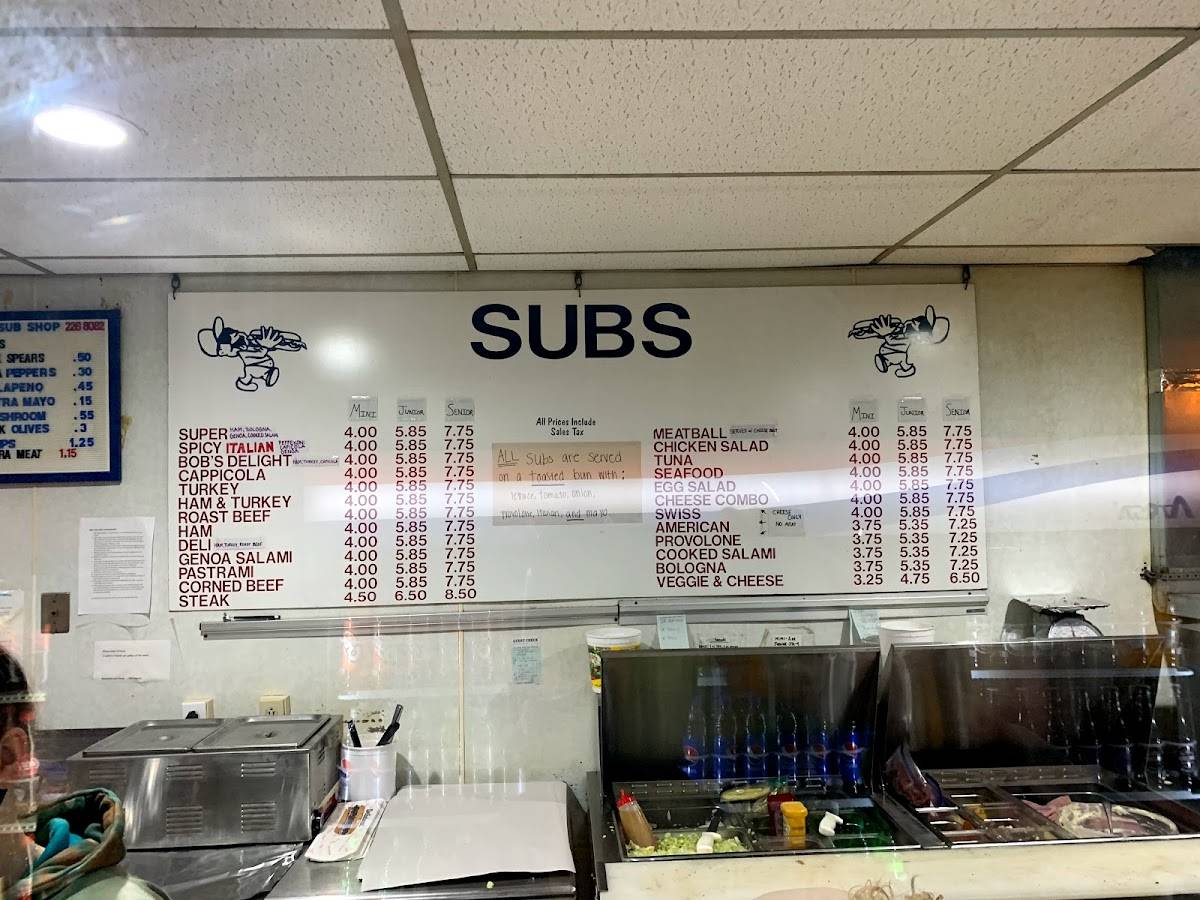Menu at Bob's Sub & Sandwich Shop restaurant, Clarion