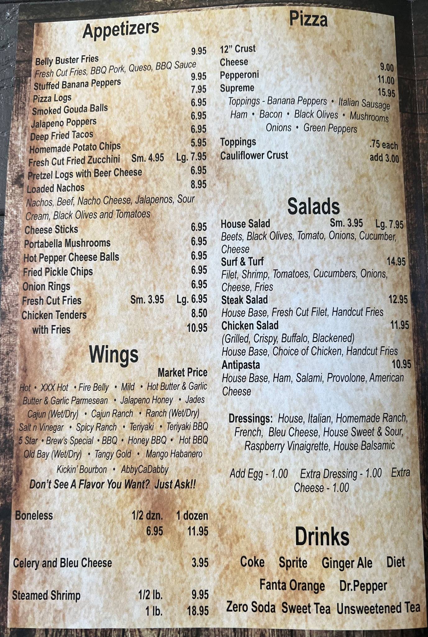 Menu at Bootlegger's Bar & Grill, Lemont Furnace