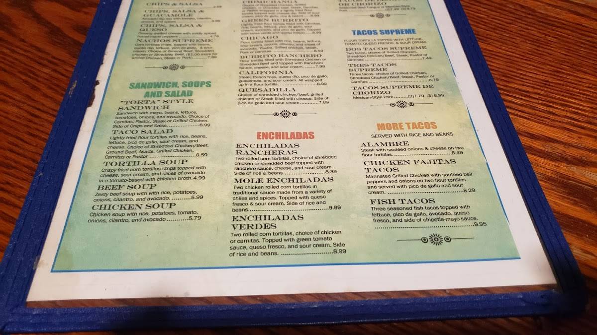 Menu at Border Grill Fresh-Mex restaurant, Orlando