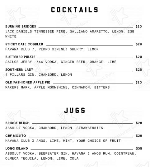Menu at Bridge Hotel Werribee restaurant, Werribee