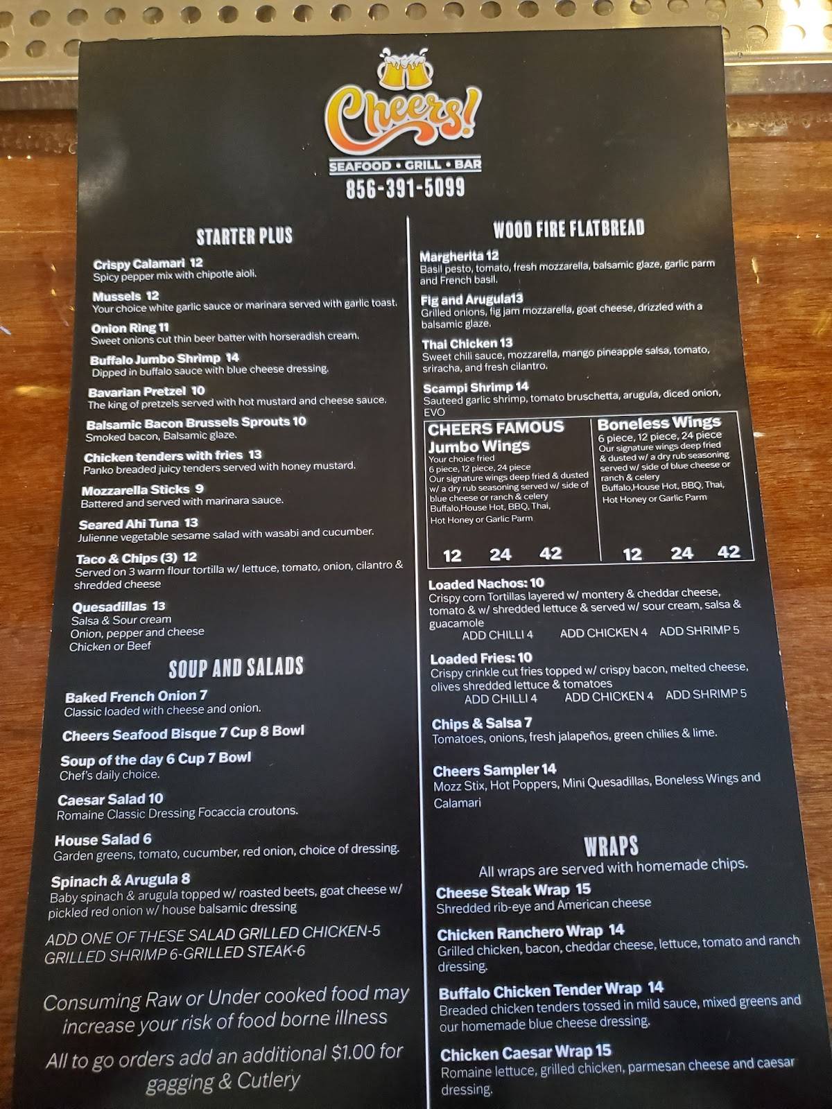 Menu at Cheers Bar & Grill, Bridgeton