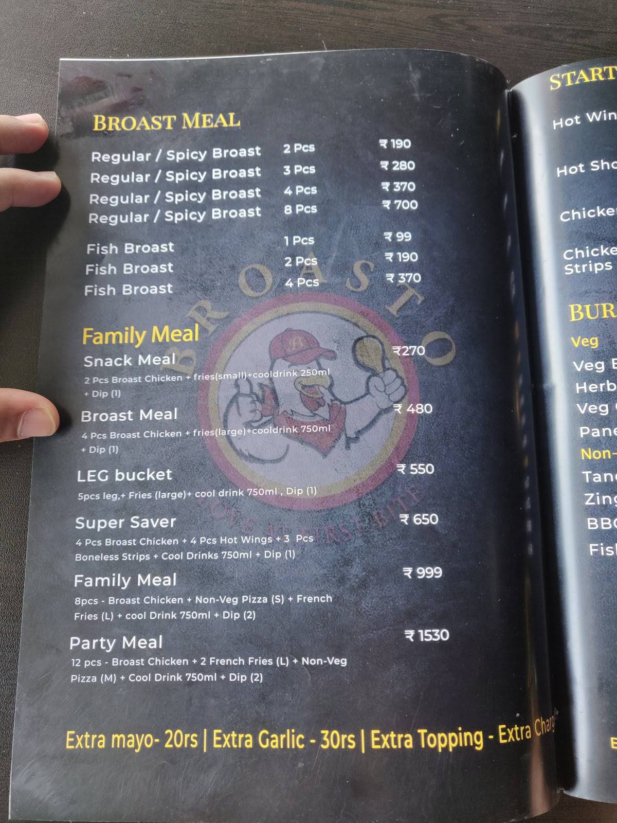 Menu at Broasto Restaurant, Hanamkonda