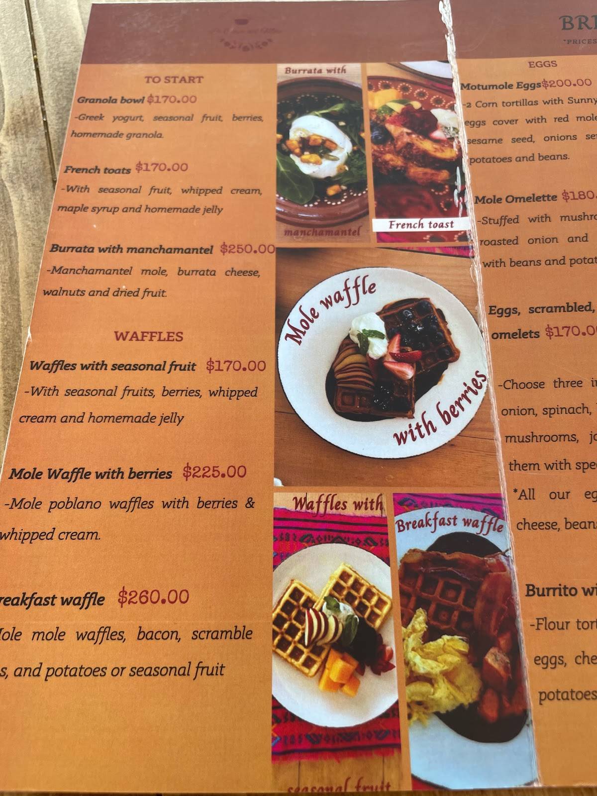 Menu at La Casa del Mole restaurant, Cabo San Lucas, Esquina