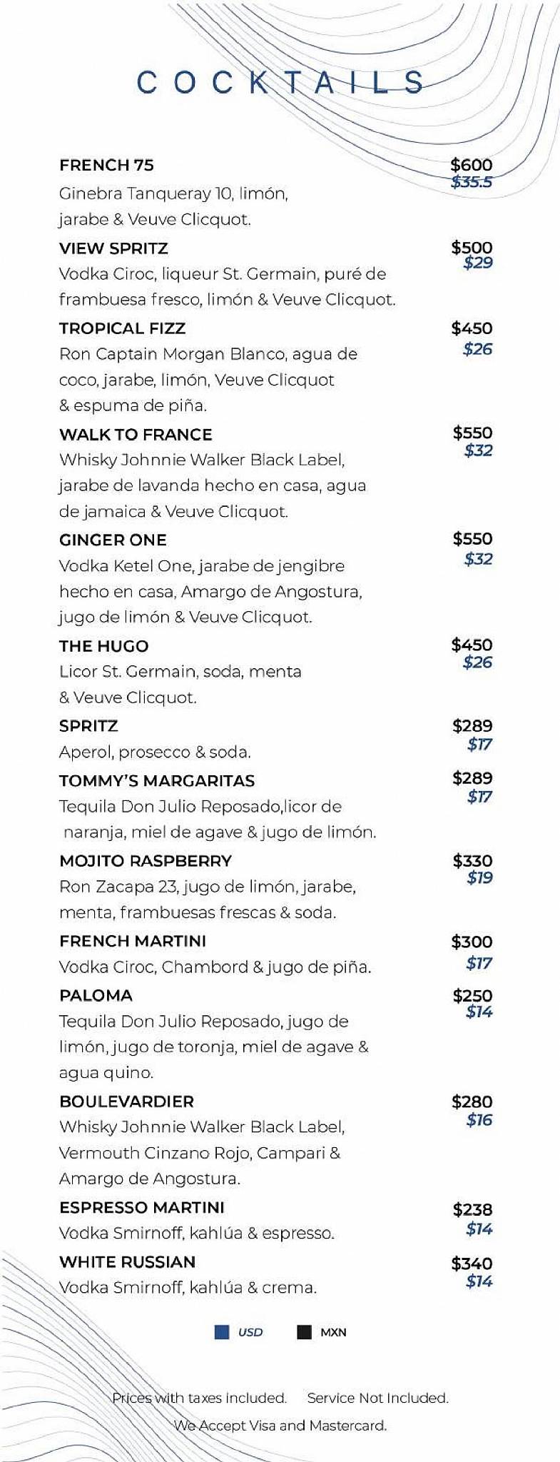 Menu at Ocean Terrace pizzeria, Cabo San Lucas