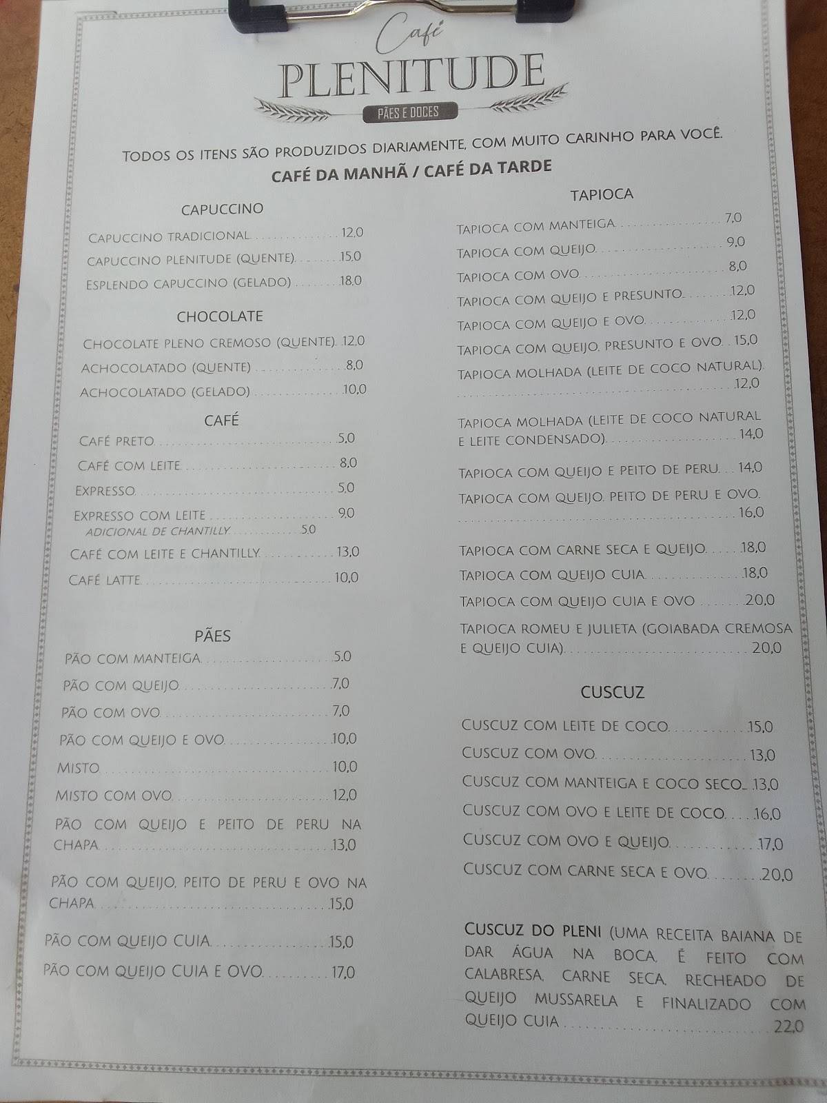 Menu em Café Plenitude - Pedreira, Belém, Avenida Marquês de Herval