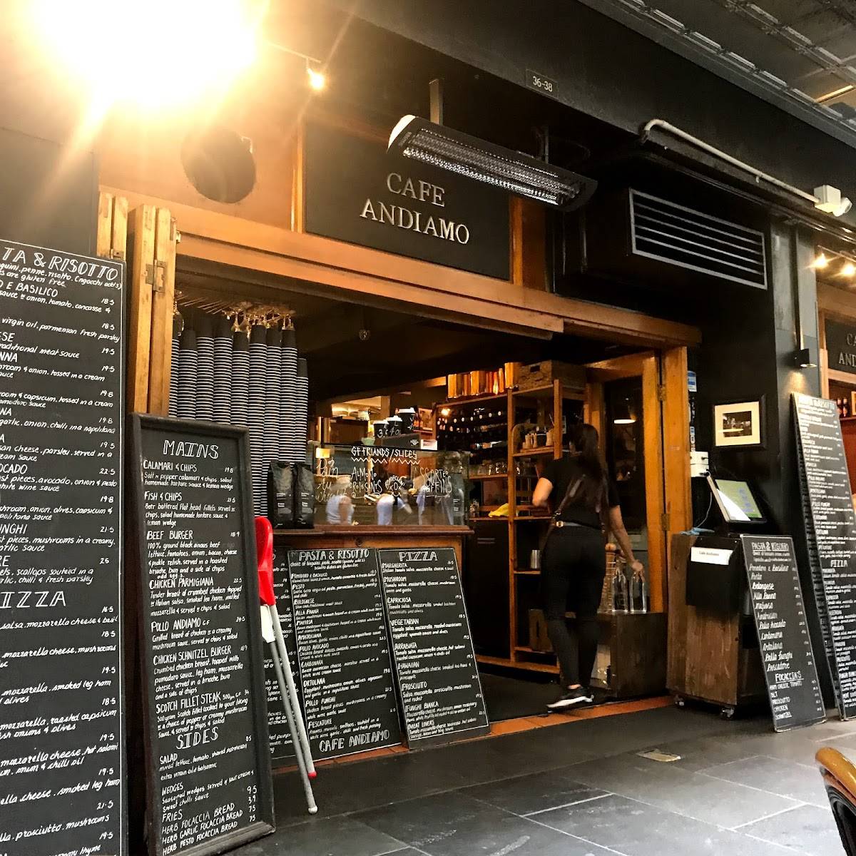 Menu at Cafe Andiamo, Melbourne