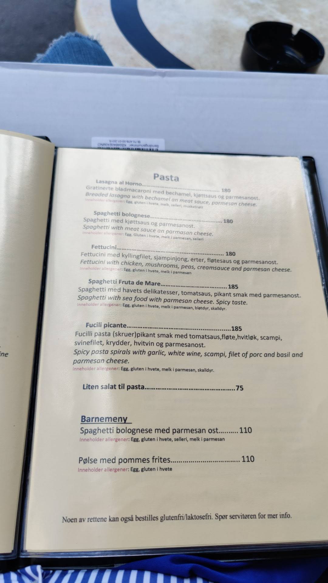 Menu at Elise Cafe AS, Oslo