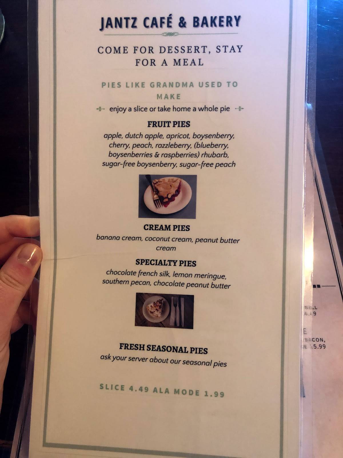 Menu at Jantz Café & Bakery, Atwater, 987 Bellevue Rd