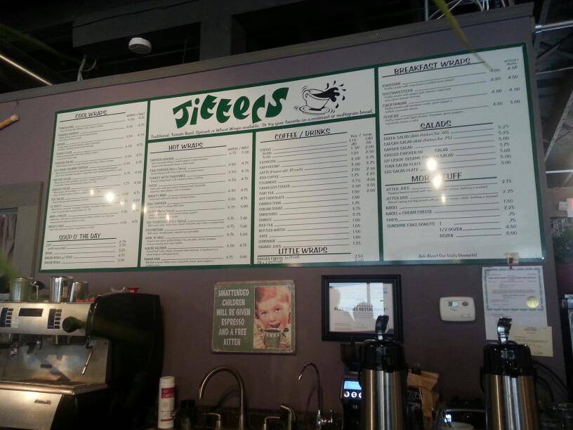 Menu at Jitters cafe, Sioux City, 306 Virginia St D