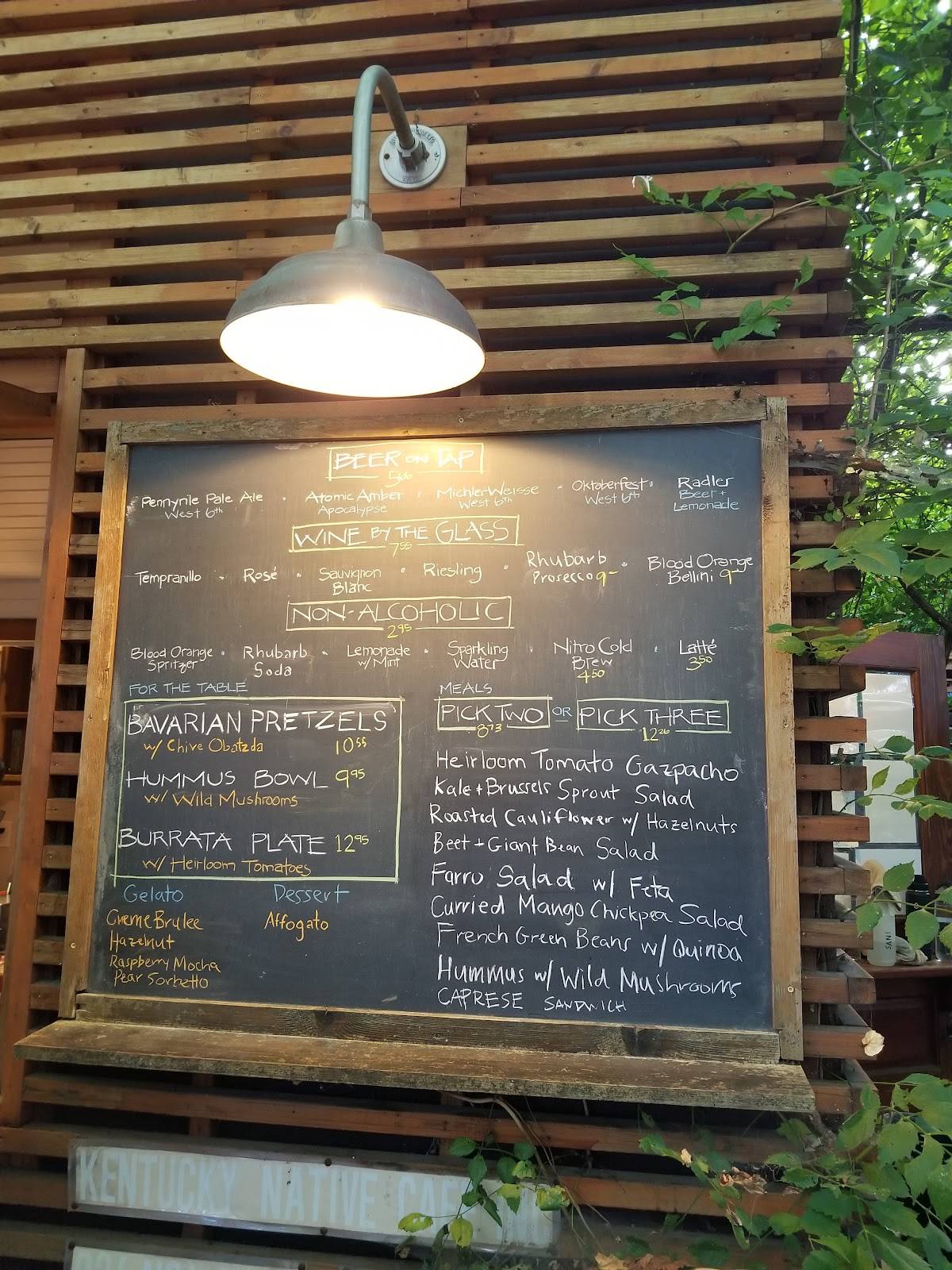 Menu at Kentucky Native Café cafe, Lexington