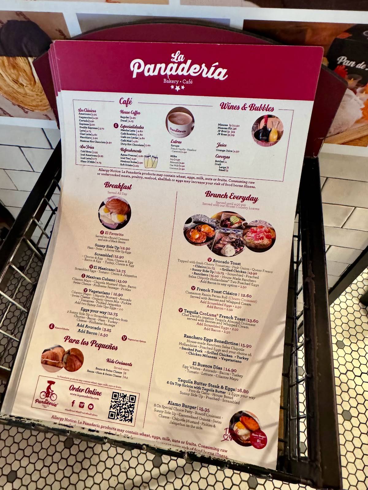 Menu at La Panadería Bakery Café, San Antonio, 301 E Houston St