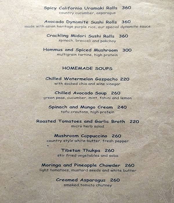 Menu at Santé Spa Cuisine, Ahmedabad, 1st Floor