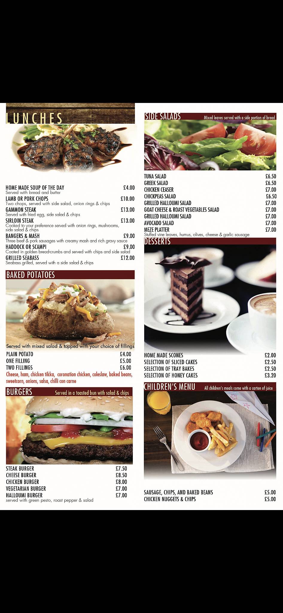 Menu at The Clock Cafe, Edinburgh, 125 Dalry Rd
